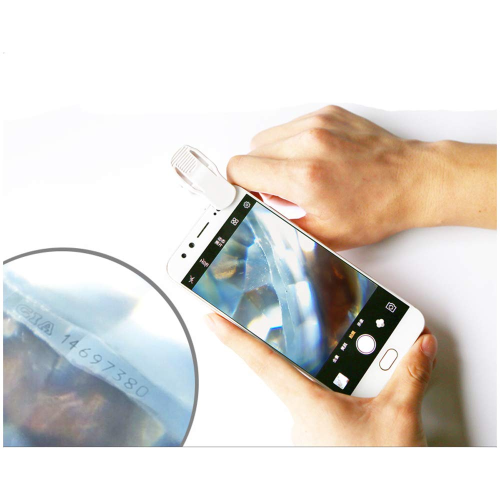 Detachable 60X Mini Phone Camera Clip Magnifier Universal Portable Magnifying with 2 Illuminated LED and Light for Mobile iPhone Galaxy