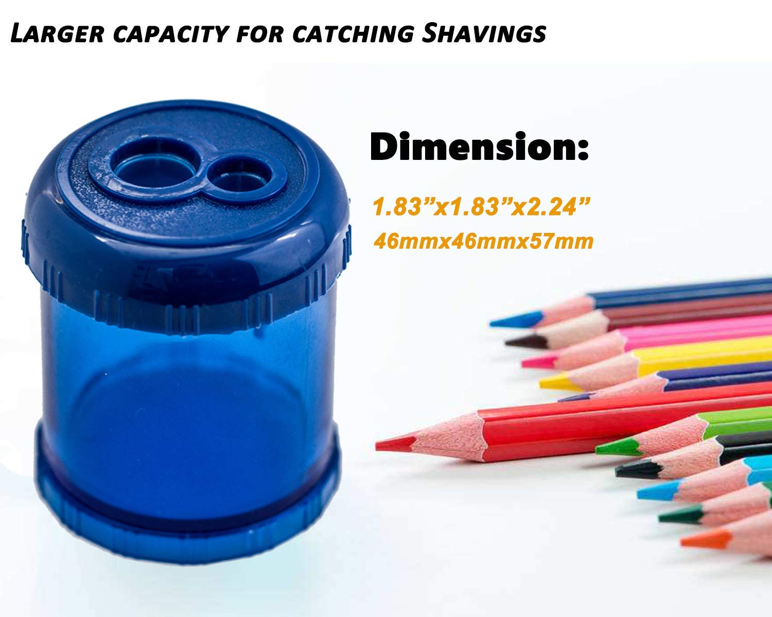 WEKOIL Manual Pencil Sharpener Dual Twin Holes Duty Metal Sharp Blade Crayon XL Sharpener with Large Round Catches Sharpening Regular HB Pencils Graphite Colored Jumbo Pencils for Designers Teachers