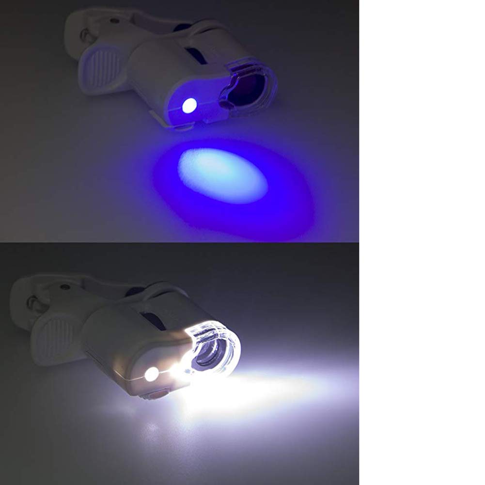 Detachable 60X Mini Phone Camera Clip Magnifier Universal Portable Magnifying with 2 Illuminated LED and Light for Mobile iPhone Galaxy
