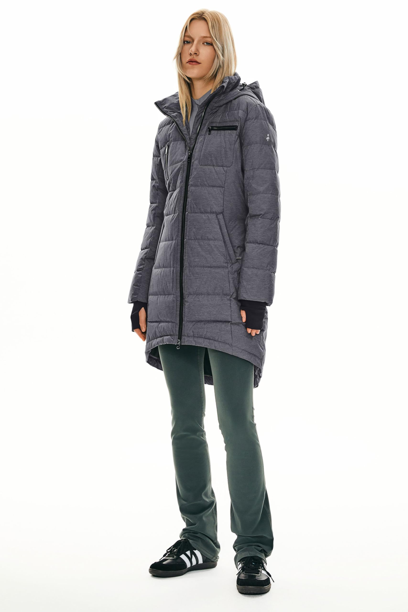 Orolay Women's Down Jacket Coat Mid-Length Darkgrey XL