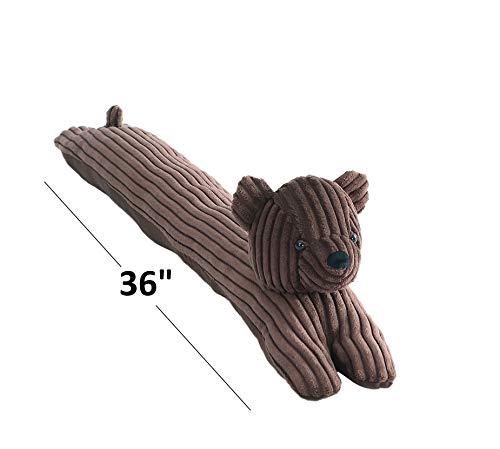 Decorative 36 Inch Door/Window Draft Guard - Energy Saving, Beautiful Decor, Available in Many Different Animal Styles, Great Gift (Brown Bear)