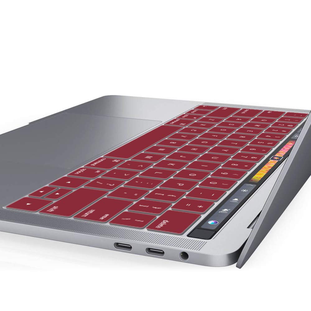 iBenzer Macaron Series Silicone Keyboard Cover for MacBook Pro 13’’ or 15’’ with Touch Bar (2018 2017 2016 Model: A1706 A1707 A1989 A1990), Wine Red, MKC05WR