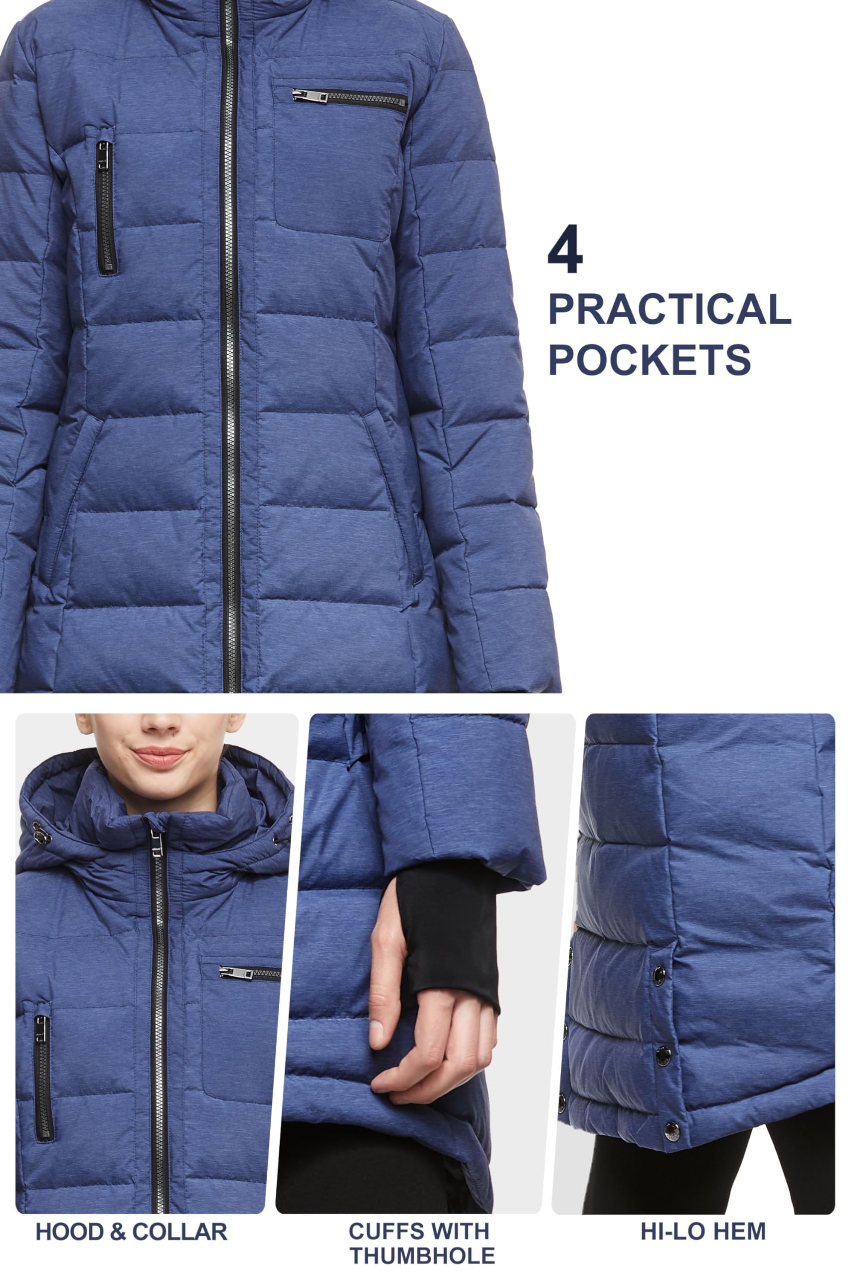 Orolay Women's Down Jacket Coat Mid-Length Darkgrey XL