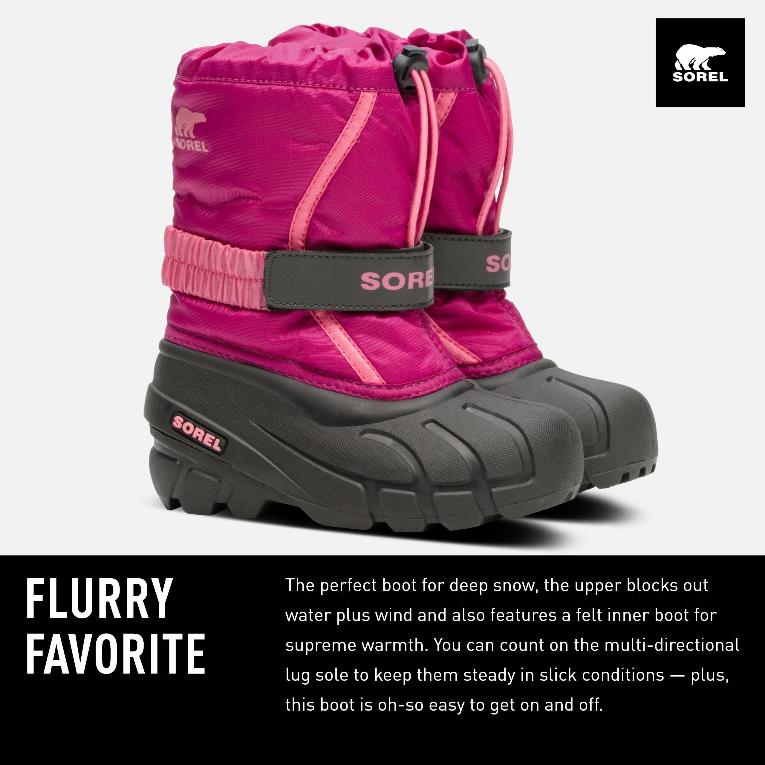 Sorel Youth Unisex Little Children's Flurry Boots - Deep Blush, Tropic Pink - Size 11