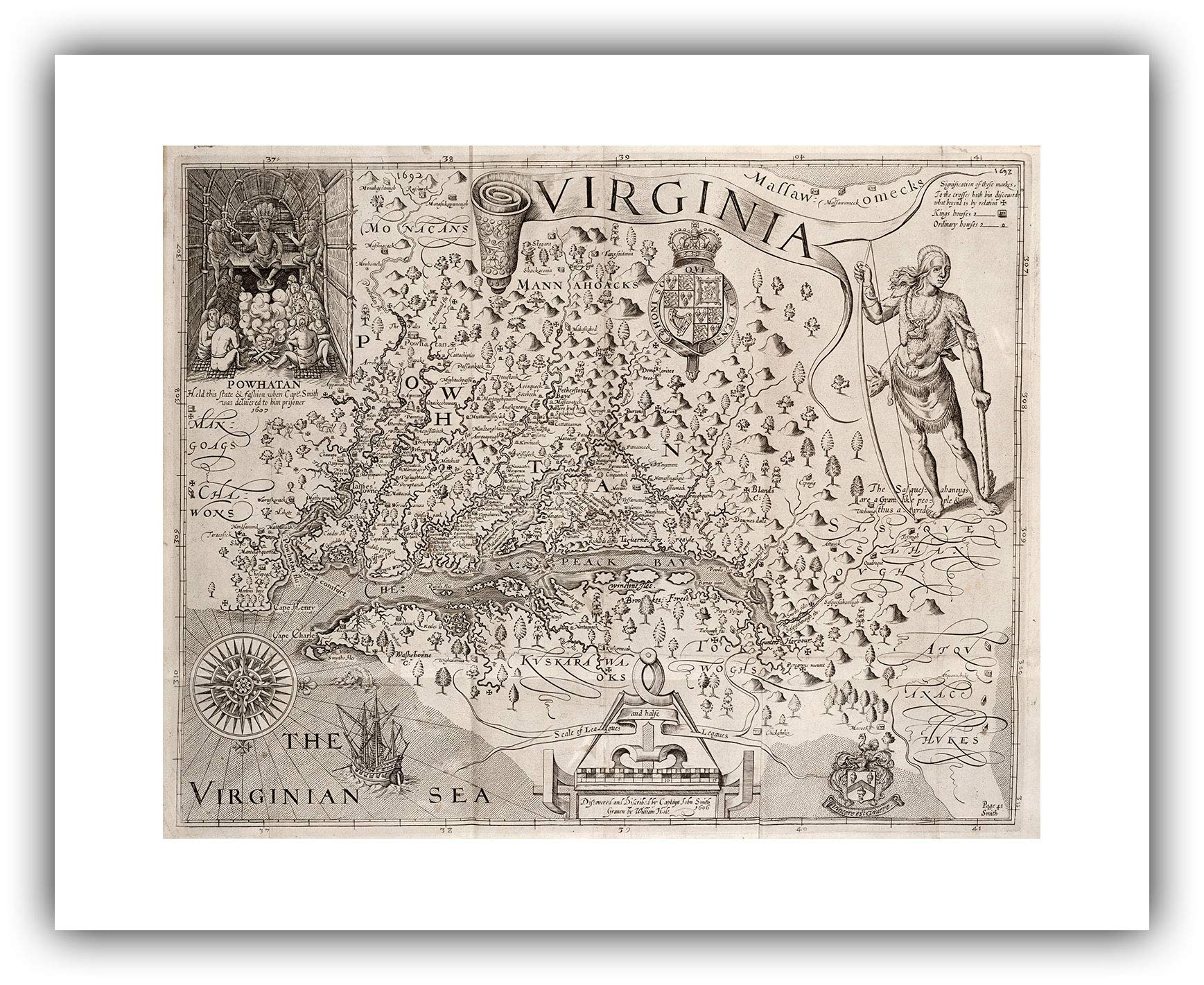 The Ibis - Captain John Smith : ''Map of Virginia'' (1612) - Museum-Grade Giclee