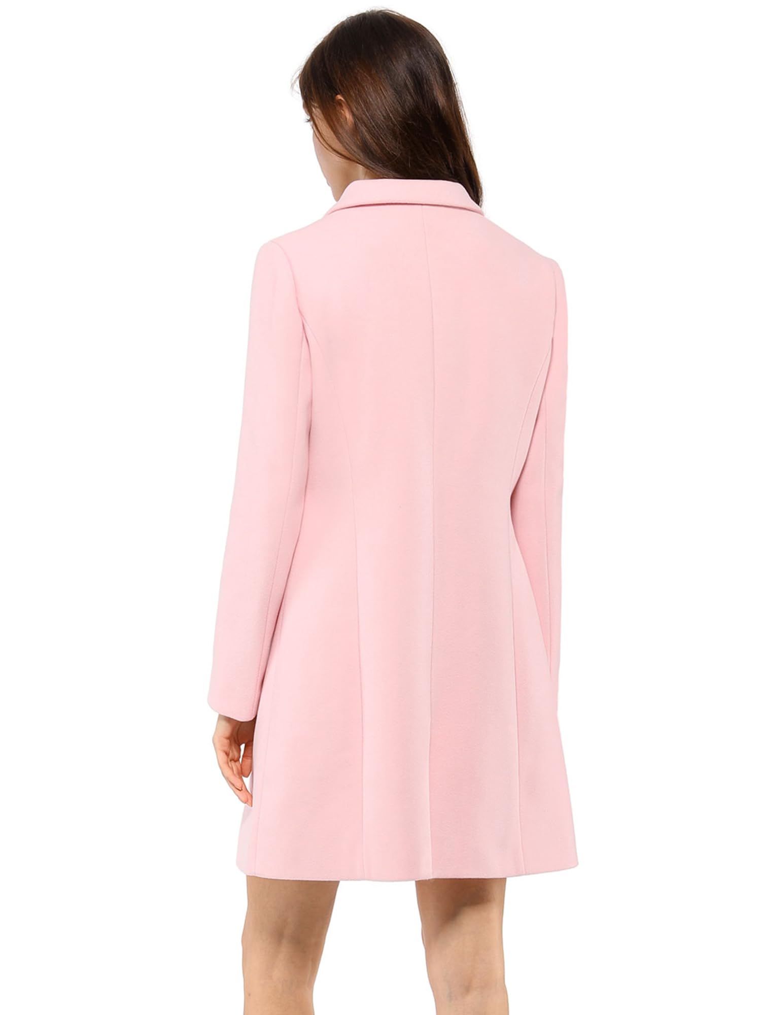 Allegra K Women's 2024 Pea Coat Single Breasted Long Winter Coats for Women Medium Pink