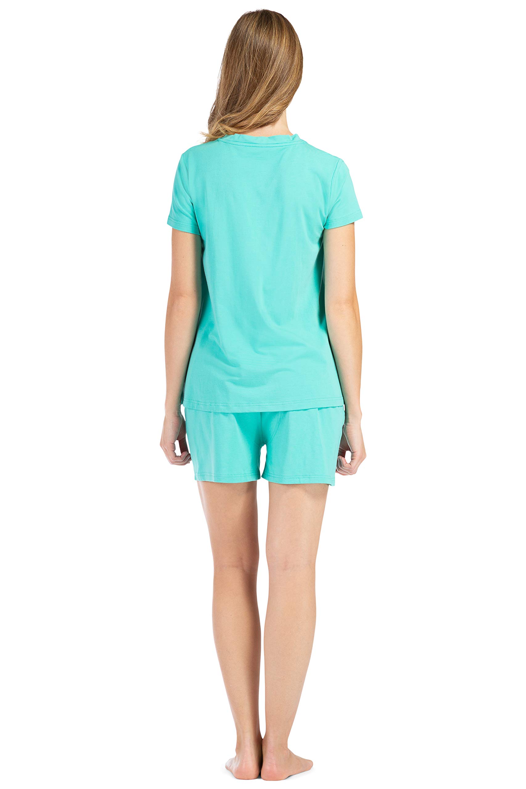 Fishers Finery Organic Cotton & Rayon Ladies Pajamas Summer Pajamas (Trq, XL) Turquoise