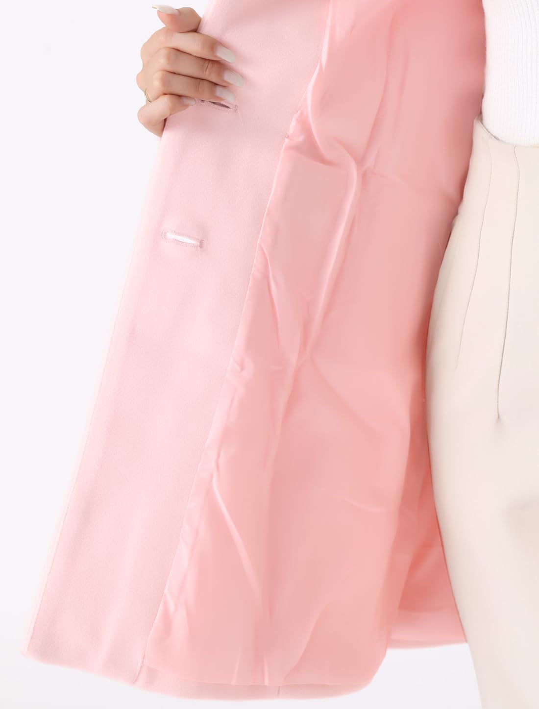 Allegra K Women's 2024 Pea Coat Single Breasted Long Winter Coats for Women Medium Pink