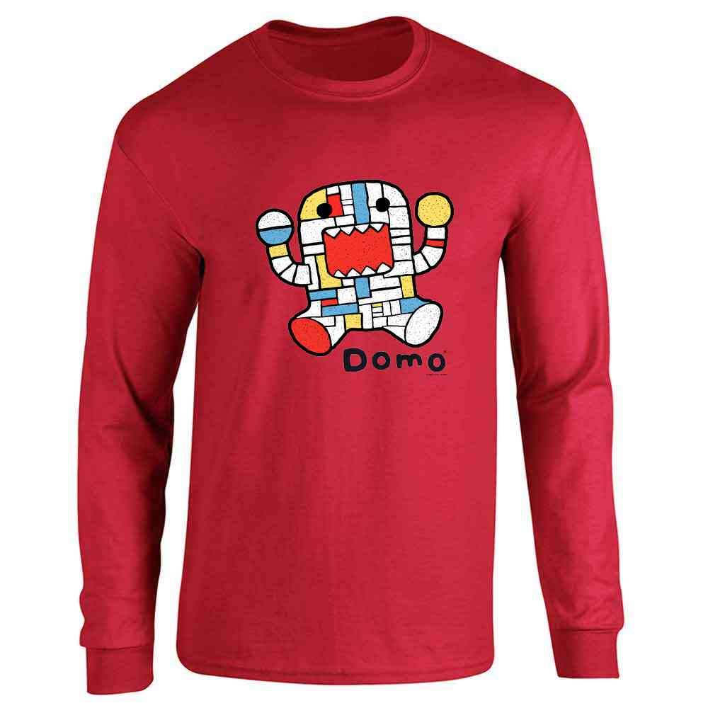 Pop Threads Domo Domondrian Art Funny Cute Long Sleeve Tee T-Shirt Red S