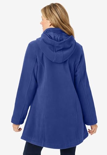 Woman Within Women's Plus Size Hooded A-Line Fleece Coat - 26 W, Black