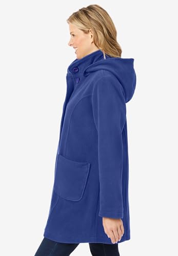 Woman Within Women's Plus Size Hooded A-Line Fleece Coat - 26 W, Black