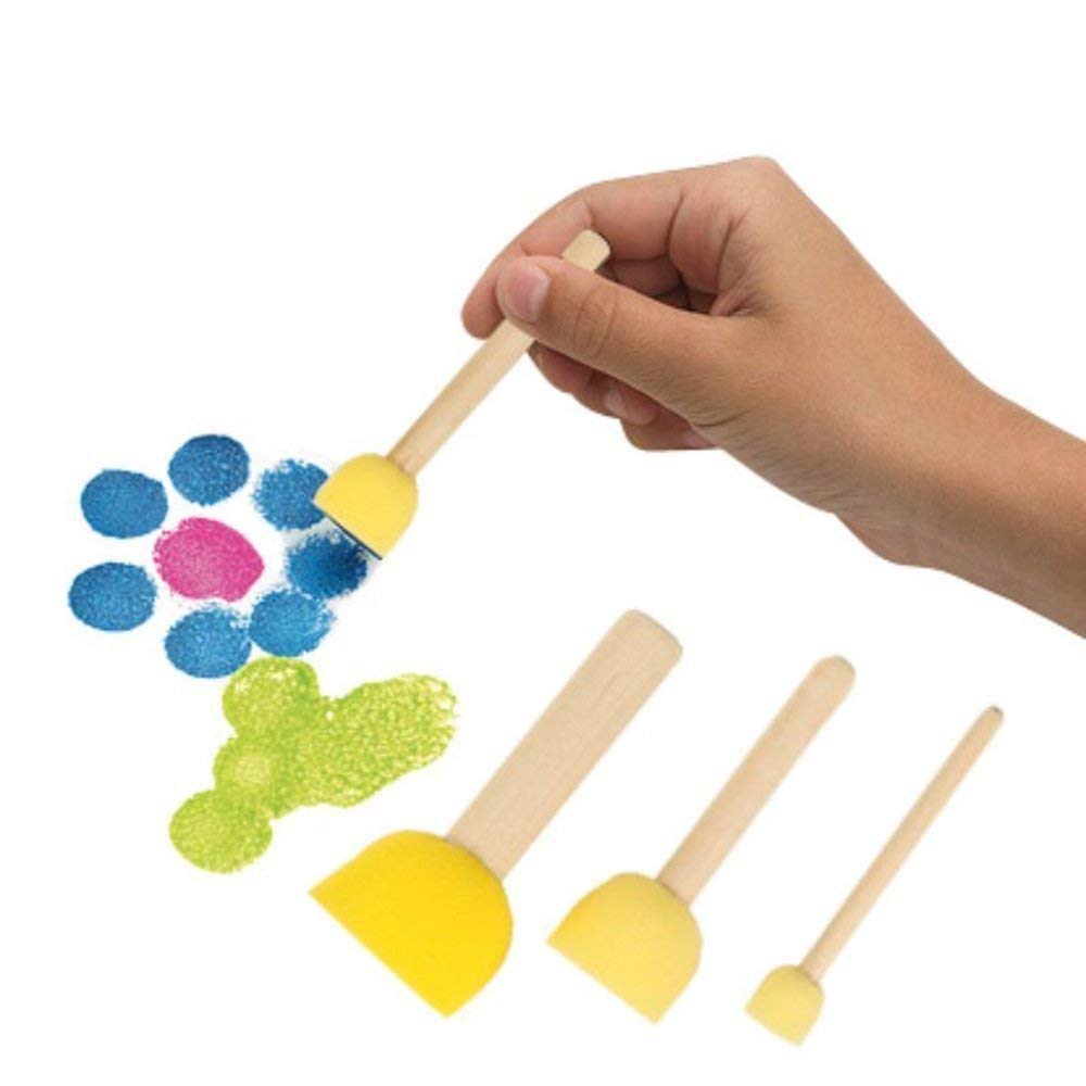 WAFJAMF 20-Pieces Assorted Size Round Sponges Brush Set, Paint Tools for Kids
