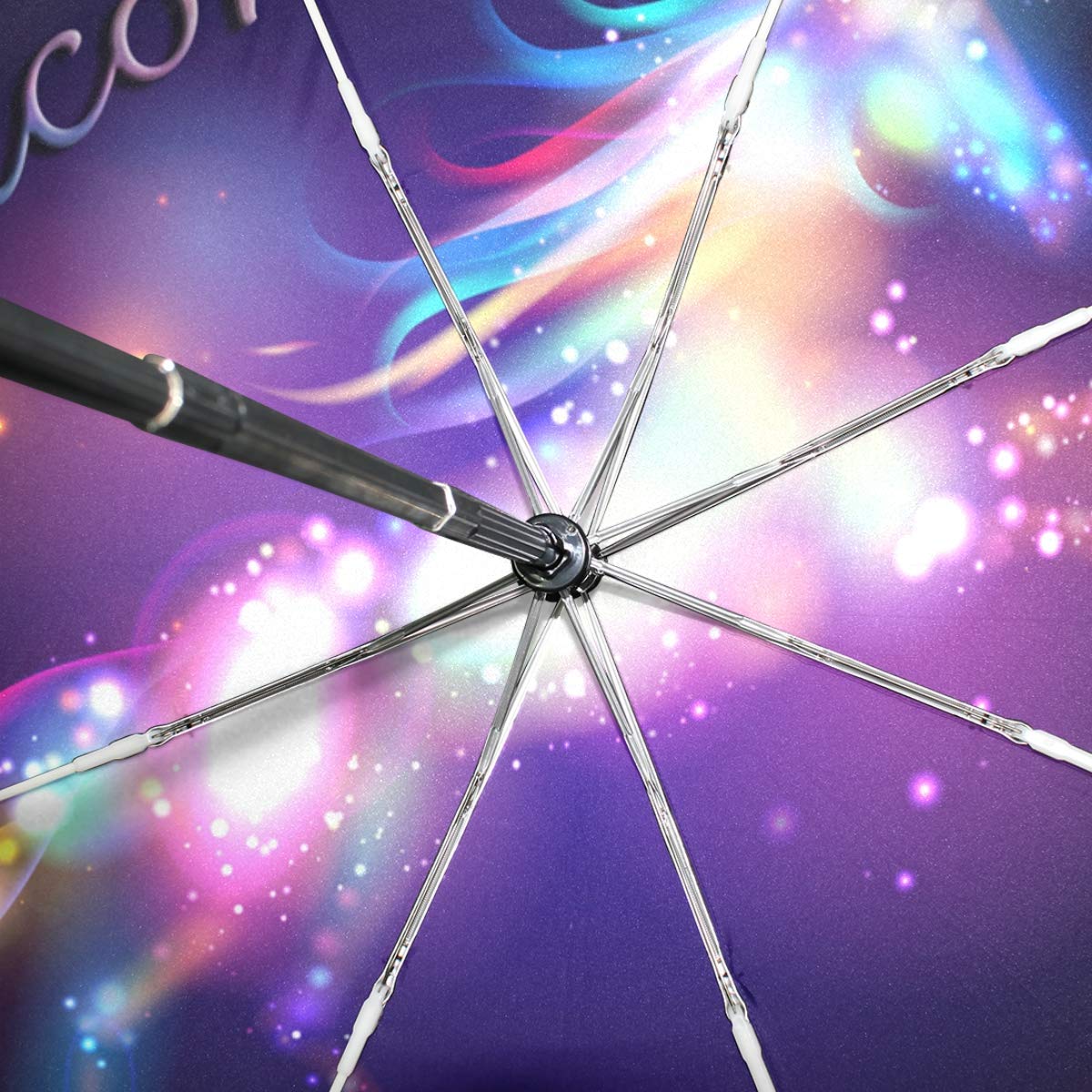 Wamika Galaxy Unicorn Umbrella Automatic Open Close Windproof Compact Anti-UV Travel Umbrella Lightweight Parasol Umbrellas Sun & Rain