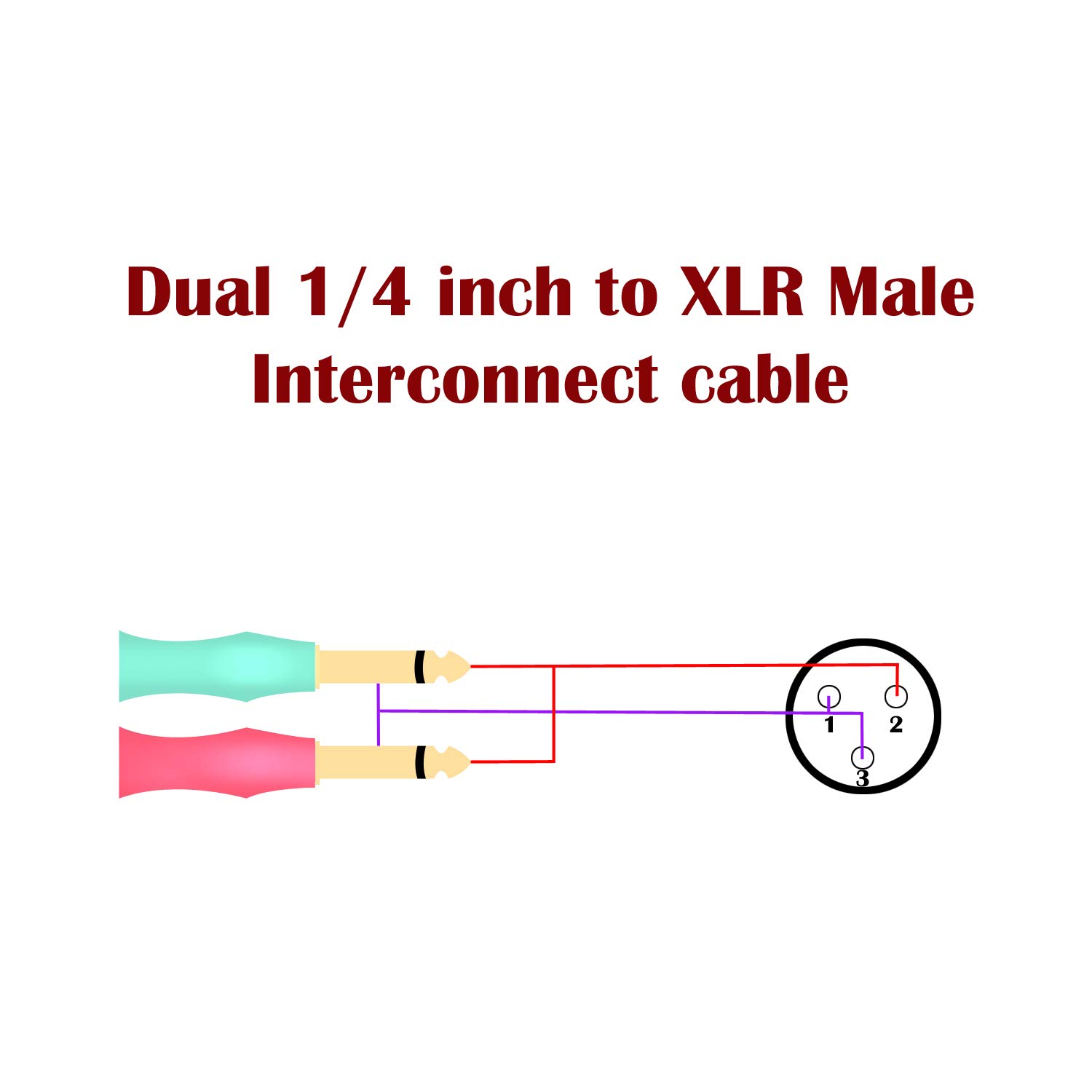 SiYear XLR 3 Pin to Double 6.35mm 1/4" TS Male Y Splitter Cable, Dual Mono (1/4 inch) 6.35mm to XLR Male Plug Stereo Microphone Cables(3.3Feet)