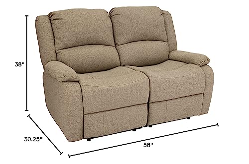 RecPro Charles 58" Double Recliner RV Sofa | Zero Wall Loveseat for Camper | Wall Hugger Couch | Fifth Wheel Theater Seating | Replacement RV Furniture | Oatmeal Cloth