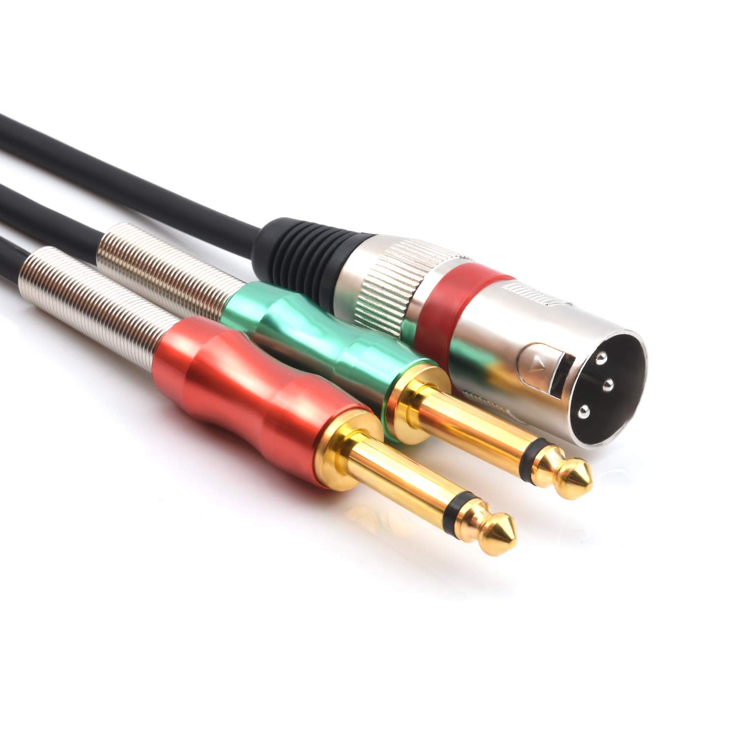 SiYear XLR 3 Pin to Double 6.35mm 1/4" TS Male Y Splitter Cable, Dual Mono (1/4 inch) 6.35mm to XLR Male Plug Stereo Microphone Cables(3.3Feet)