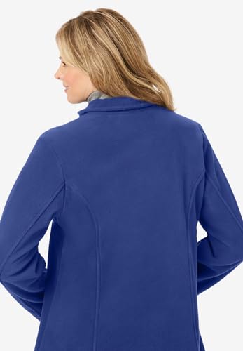 Woman Within Women's Plus Size Hooded A-Line Fleece Coat - 26 W, Black