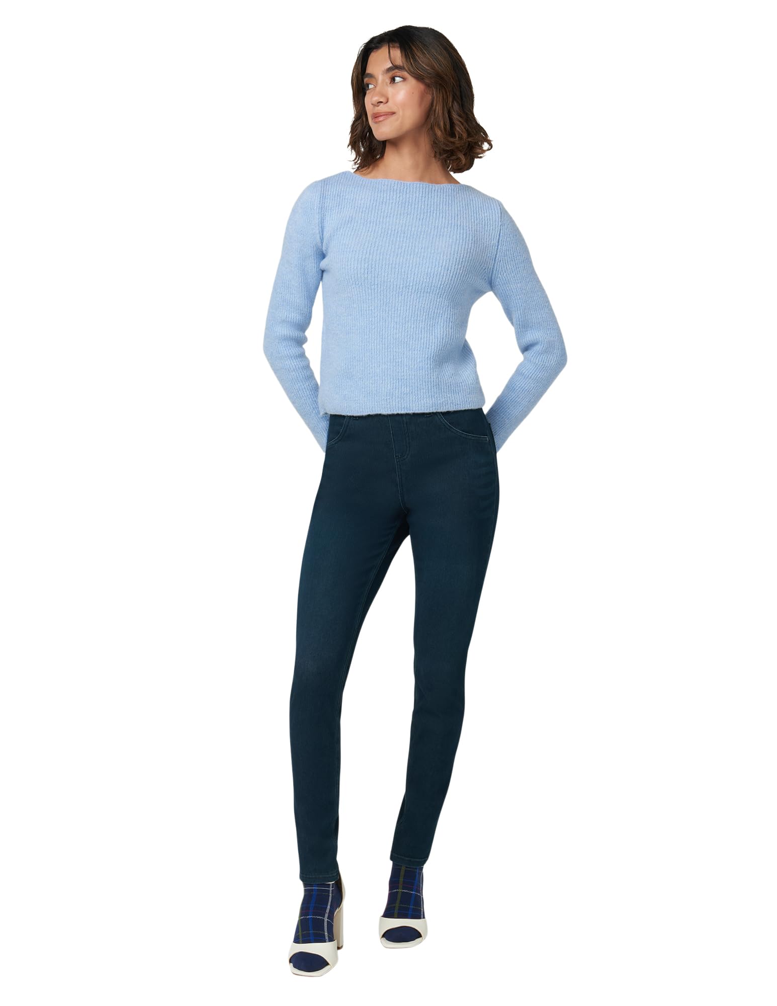Hue Women's Plus-size Ultra Soft High Waist Denim Leggings Sockshosiery, -black Indigo Wash, 2X