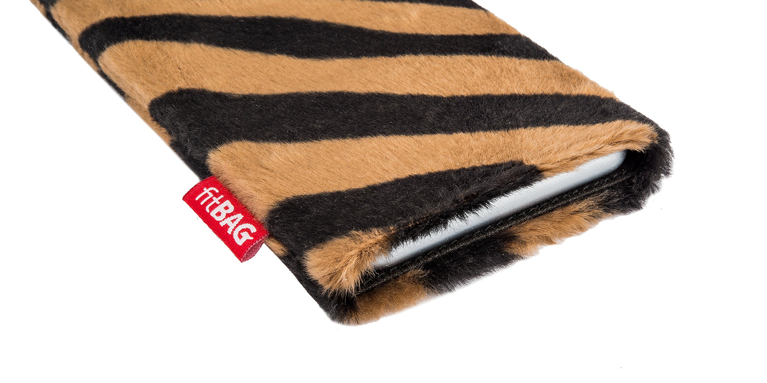 fitBAG Bonga Tiger Custom Tailored Sleeve for Xiaomi Redmi Note 6 Pro | Made in Germany | Fine Imitation Fur Pouch case Cover with Microfibre Lining for Display Cleaning