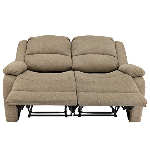 RecPro Charles 58" Double Recliner RV Sofa | Zero Wall Loveseat for Camper | Wall Hugger Couch | Fifth Wheel Theater Seating | Replacement RV Furniture | Oatmeal Cloth