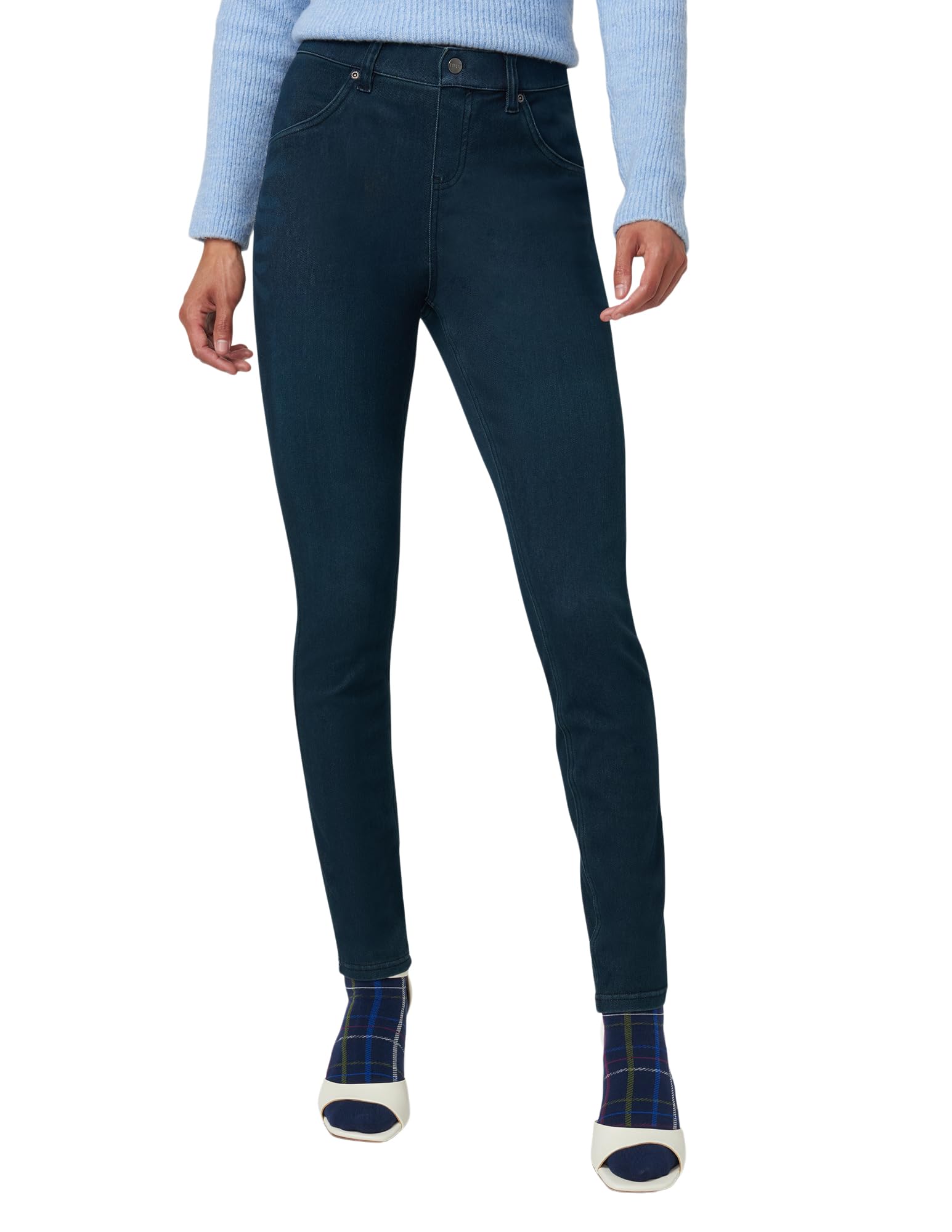 Hue Women's Plus-size Ultra Soft High Waist Denim Leggings Sockshosiery, -black Indigo Wash, 2X