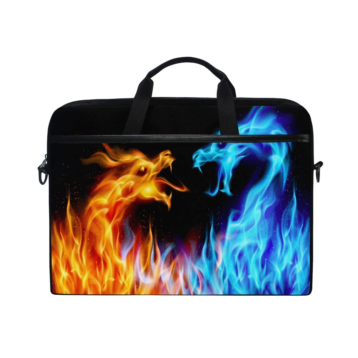 Abstract Fiery Dragon Print 13 13.3 14 Inch Laptop Shoulder Messenger Bag Case Sleeve Briefcase with Handle Strap for Men Women