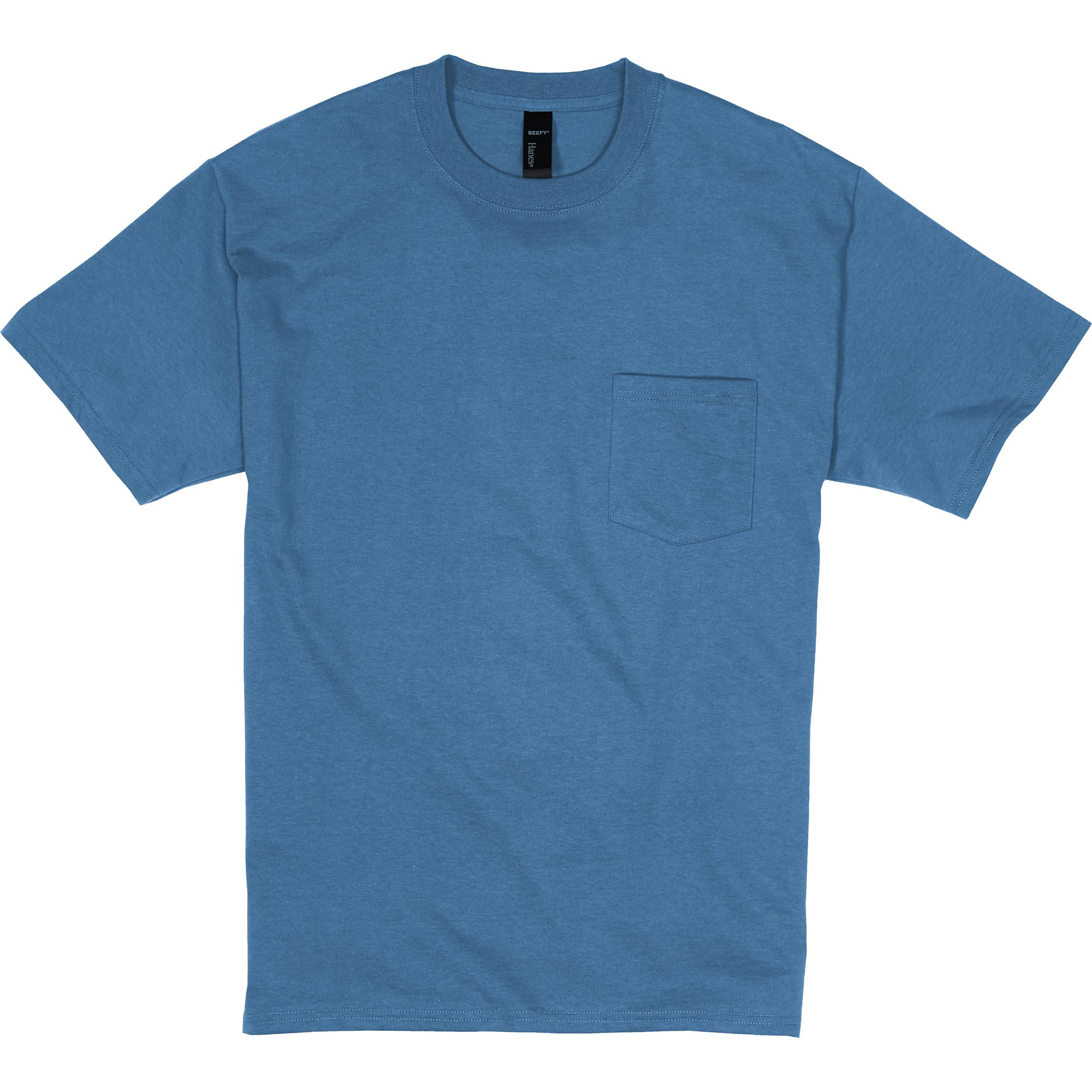 Hanes Men's Beefy Short Sleeve Pocket Tee Value Pack (2-Pack), Denim Blue, X Large