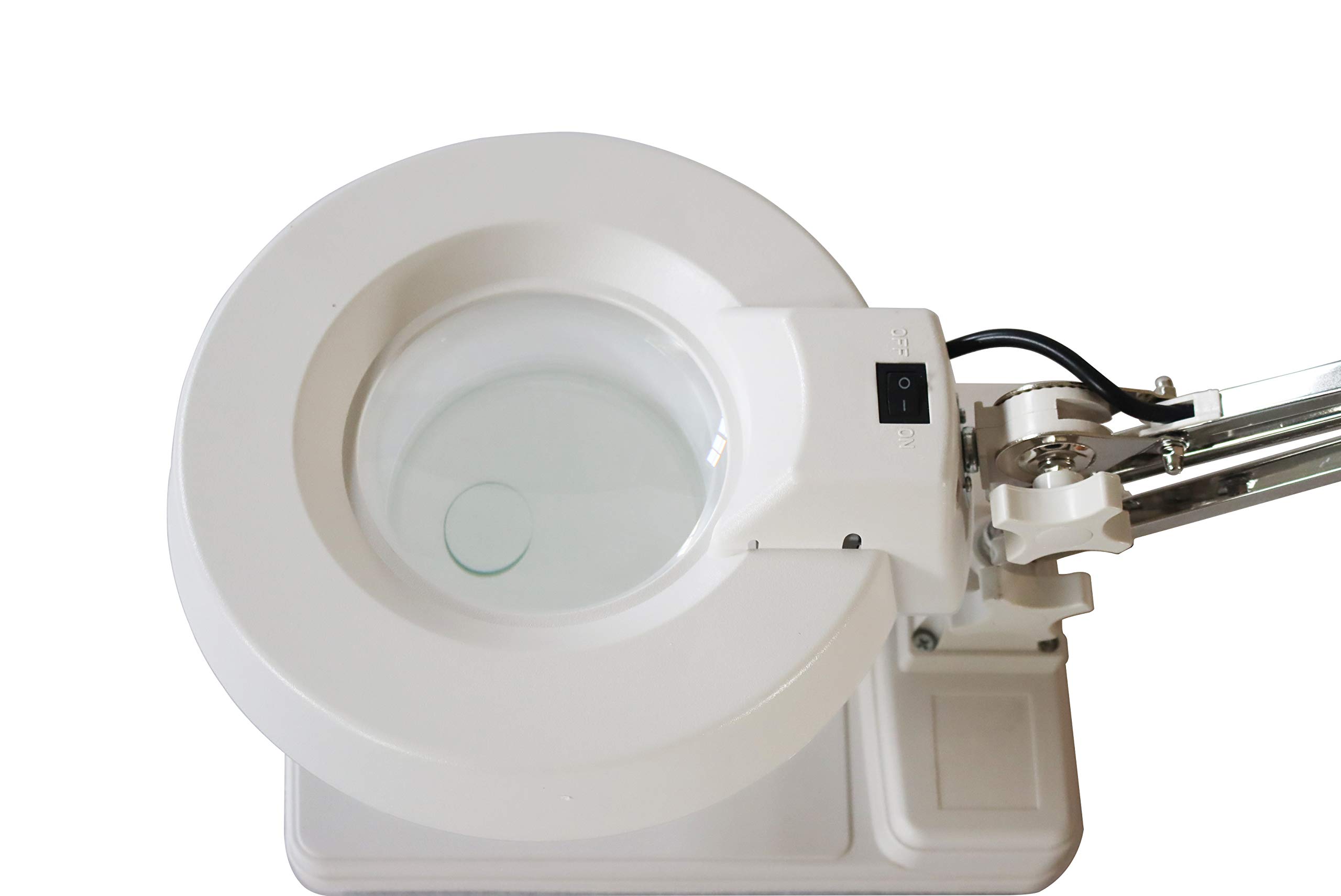 INTBUYING 20X Magnifier,110V Folding LED Desk Lamp Amplification Magnifier, 5" White Glass Lens,Adjustable Table Magnifier with Light, for Reading and Working