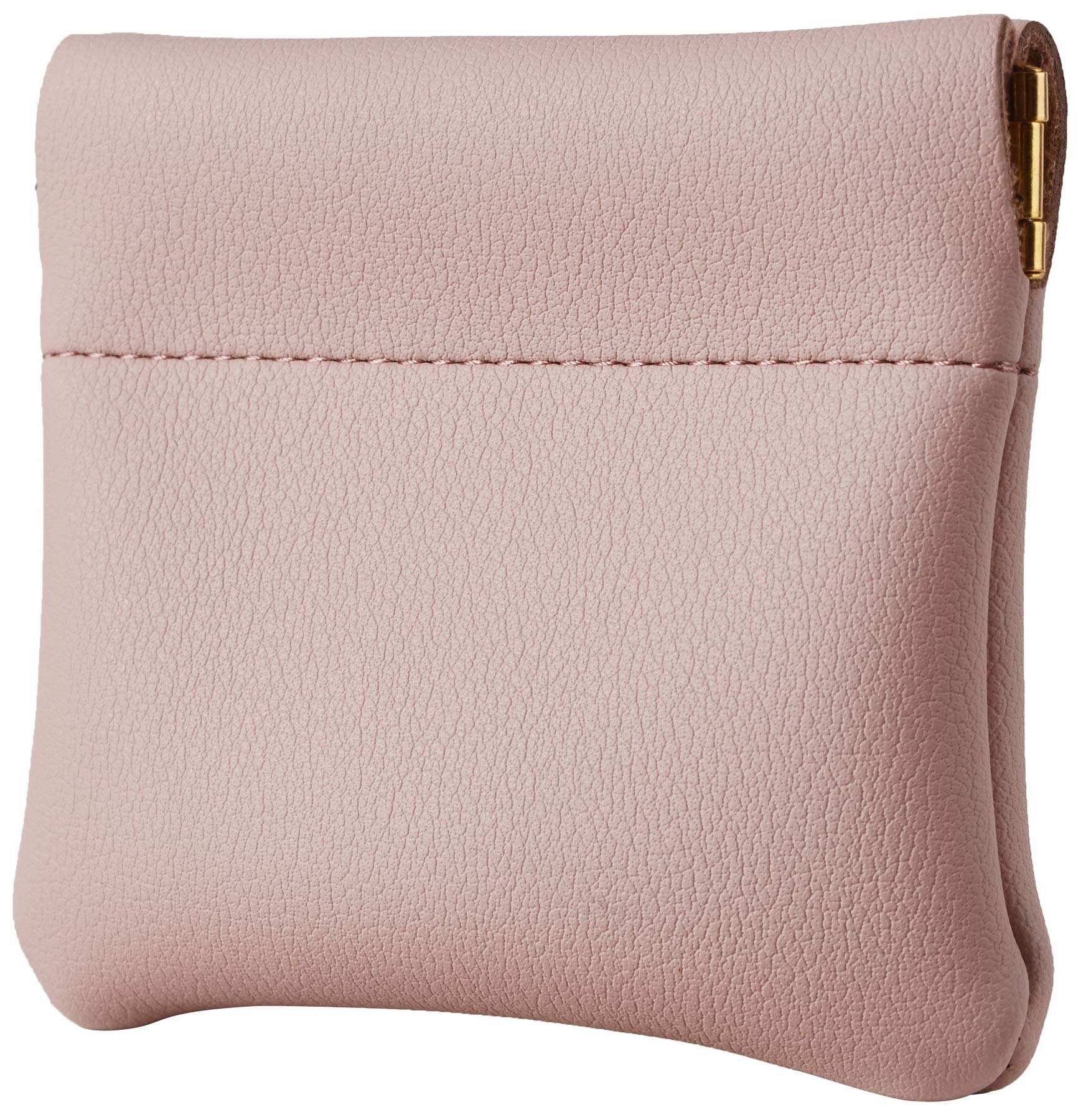 Travelambo Leather Squeeze Coin Purse Pouch Change Holder For Men & Women (Access Pink Champagne)