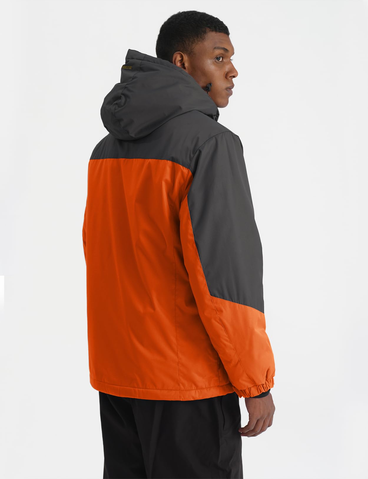 GEMYSE Men's Mountain Waterproof Ski Snow Jacket Winter Windproof Rain Jacket (Orange Grey,Large)