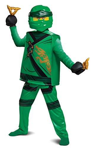 Disguise Lloyd Costume for Kids, Deluxe Lego Ninjago Legacy Themed Children's Character Outfit, Child Size Medium (7-8) Green (100399K)