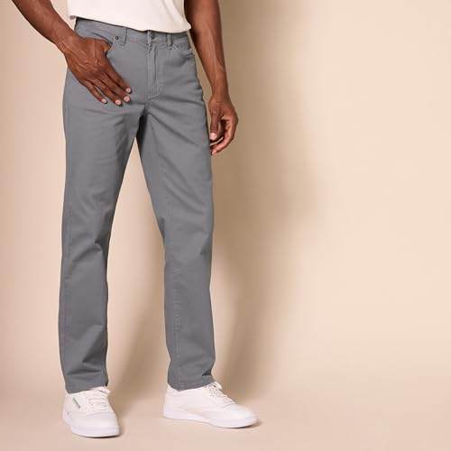 Amazon Essentials Men's Straight Fit 5-Pocket Stretch Twill Pants, Dark Grey, 30W x 30L