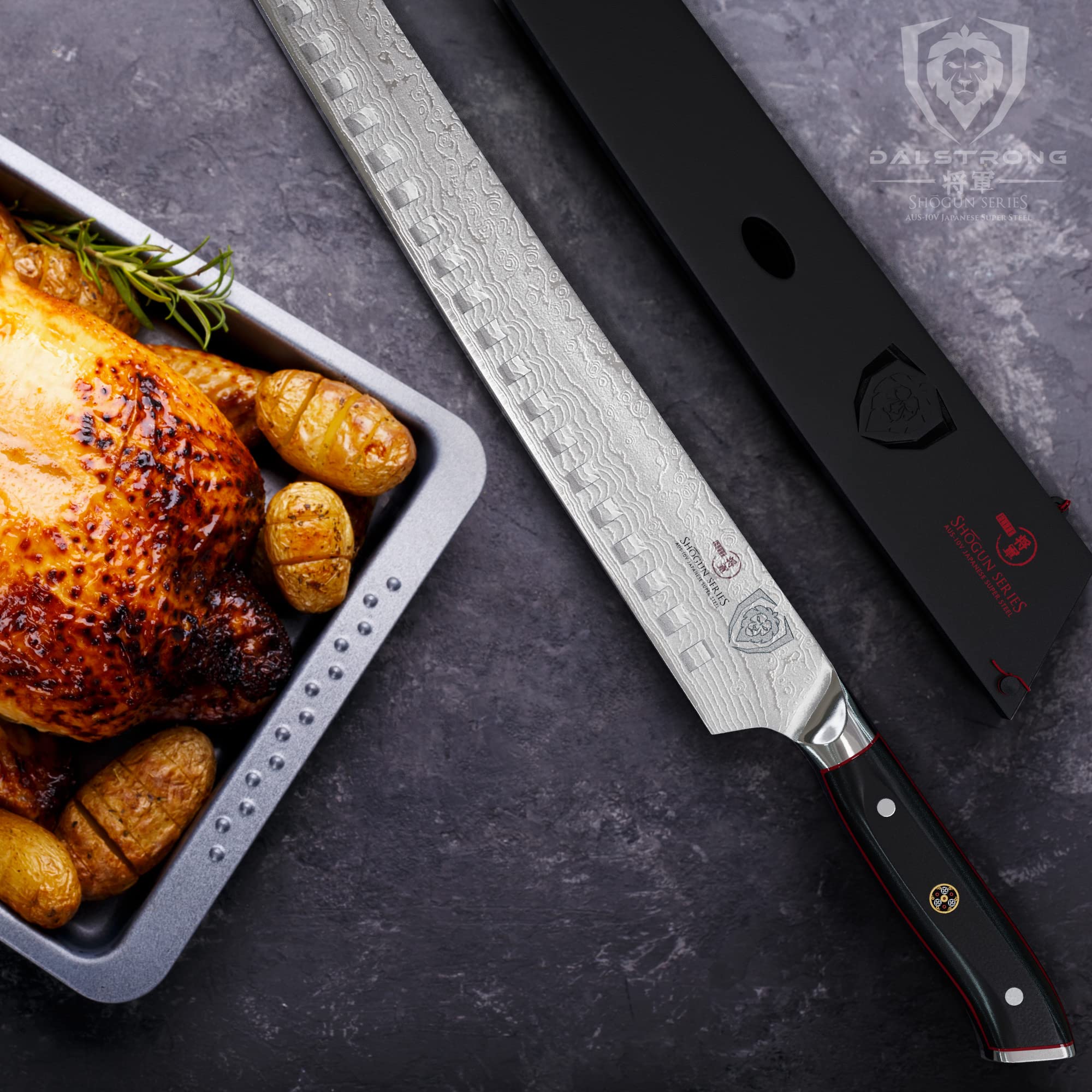 DALSTRONG Slicing Knife - 14 inch - Extra Long Slicer Knife - Shogun Series Elite - Japanese AUS-10V Super Steel - Vacuum Treated - G10 Handle - Carving Slicer BBQ, Brisket Gift Knife- Sheath Included