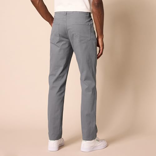 Amazon Essentials Men's Straight Fit 5-Pocket Stretch Twill Pants, Dark Grey, 30W x 30L