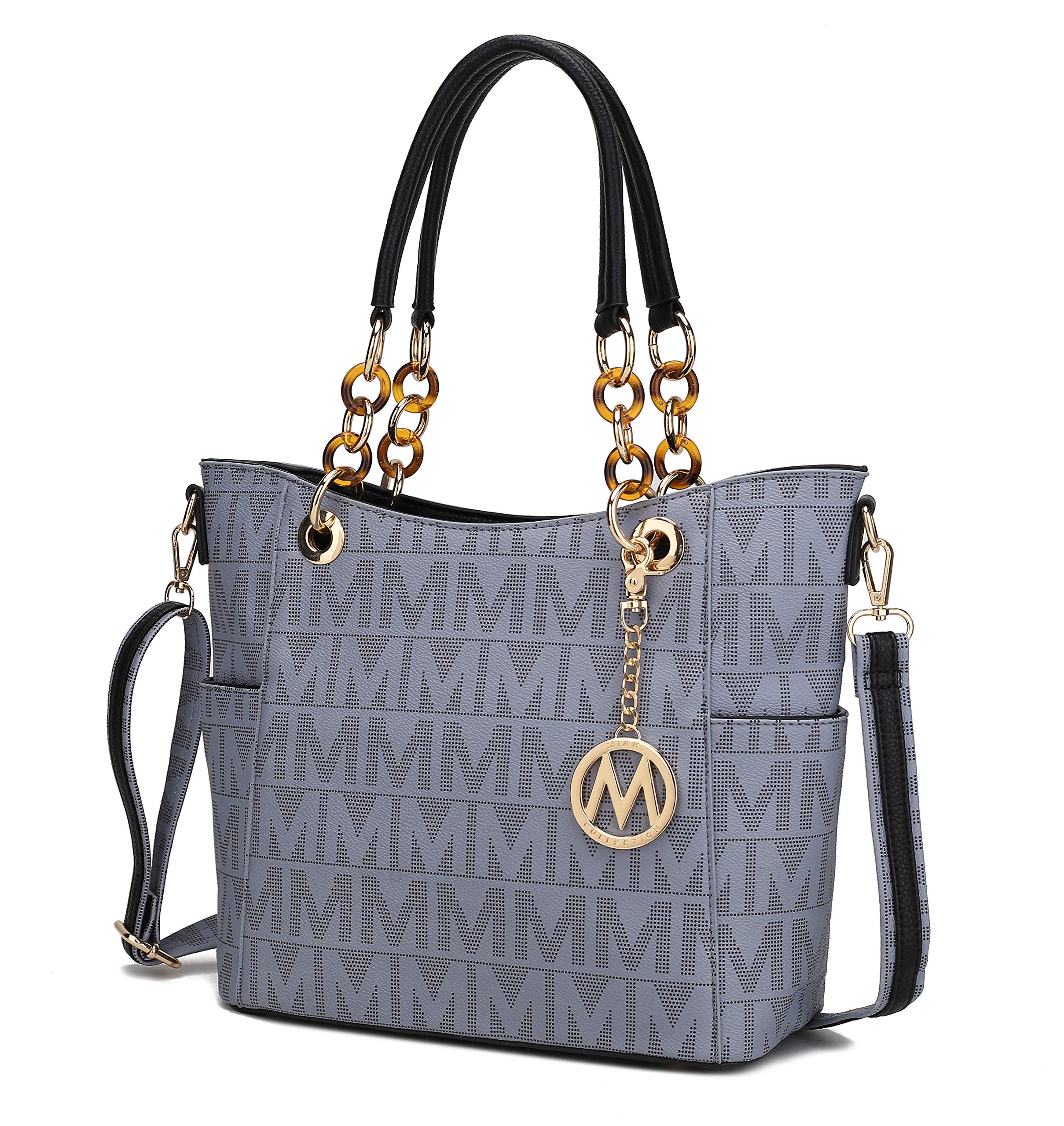MKF Collection Shoulder Bag for Women, PU Leather Pocketbook Top-Handle Crossbody Purse Tote Satchel Handbag Grey by Mia k
