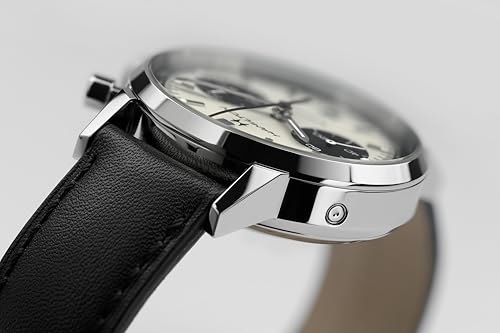 Hamilton Watch American Classic Intra-Matic Auto Chrono | Swiss Made | 40mm Stainless Steel Case | White Dial Analog Watch | Black Leather Strap (Model: H38416711)