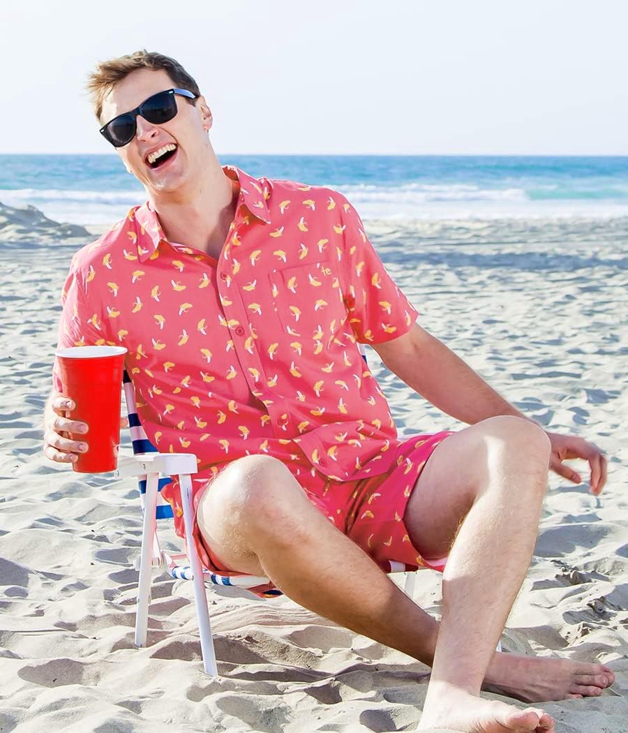 Tipsy Elves Men's Vacation Pink Banana Hawaiian Shirt Size XX-Large