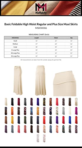 MixMatchy Women's Basic Foldable High Waist Regular and Plus Size Maxi Skirts Mustard 2XL