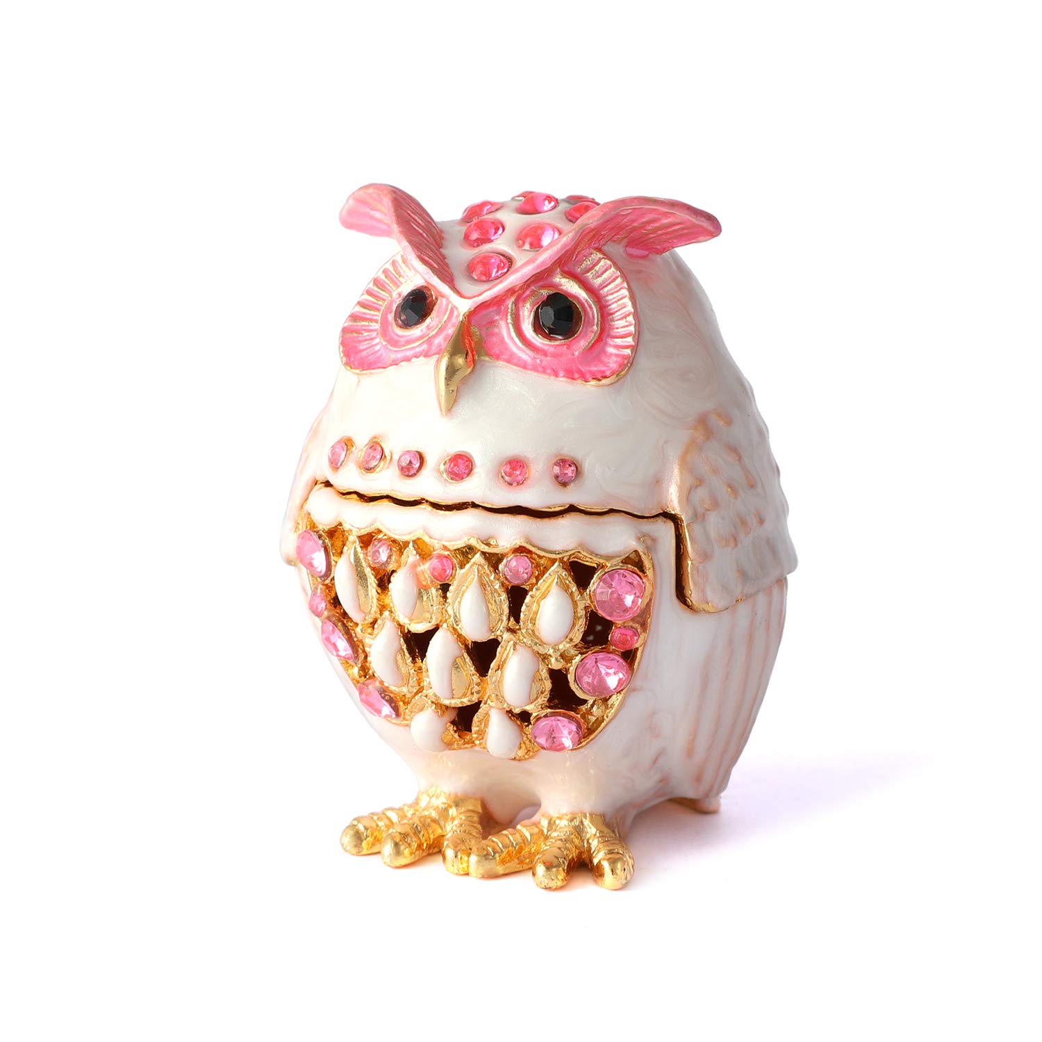 QIFU Owl Series Hand Painted Trinket Box with Rich Enamel and Sparkling Rhinestones Unique Birthday Gift