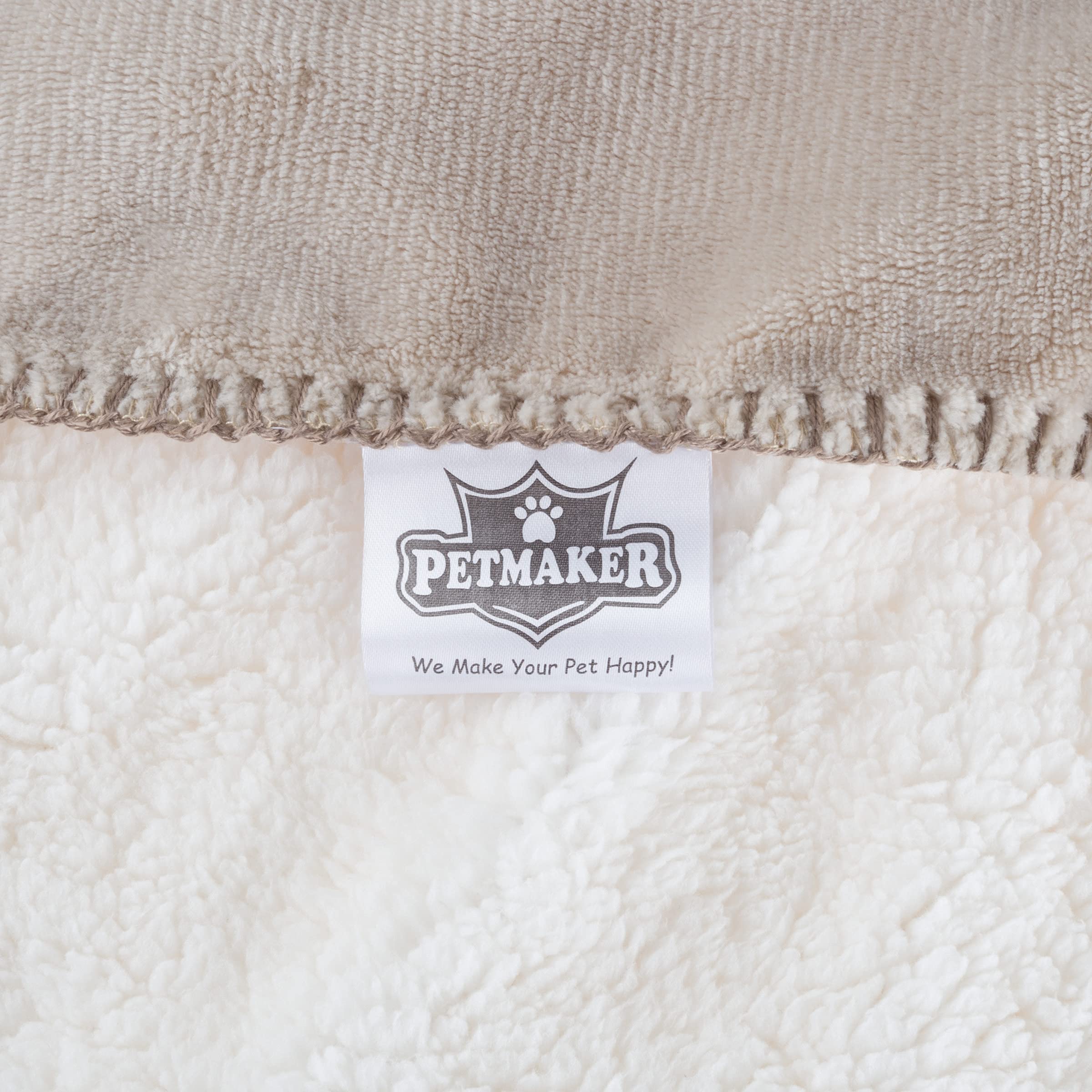 PETMAKER Waterproof Pet Blanket - 30x40-Inch Reversible Sherpa Fleece Throw Protects Couches, Cars, and Beds from Spills, Stains, and Fur (Tan)