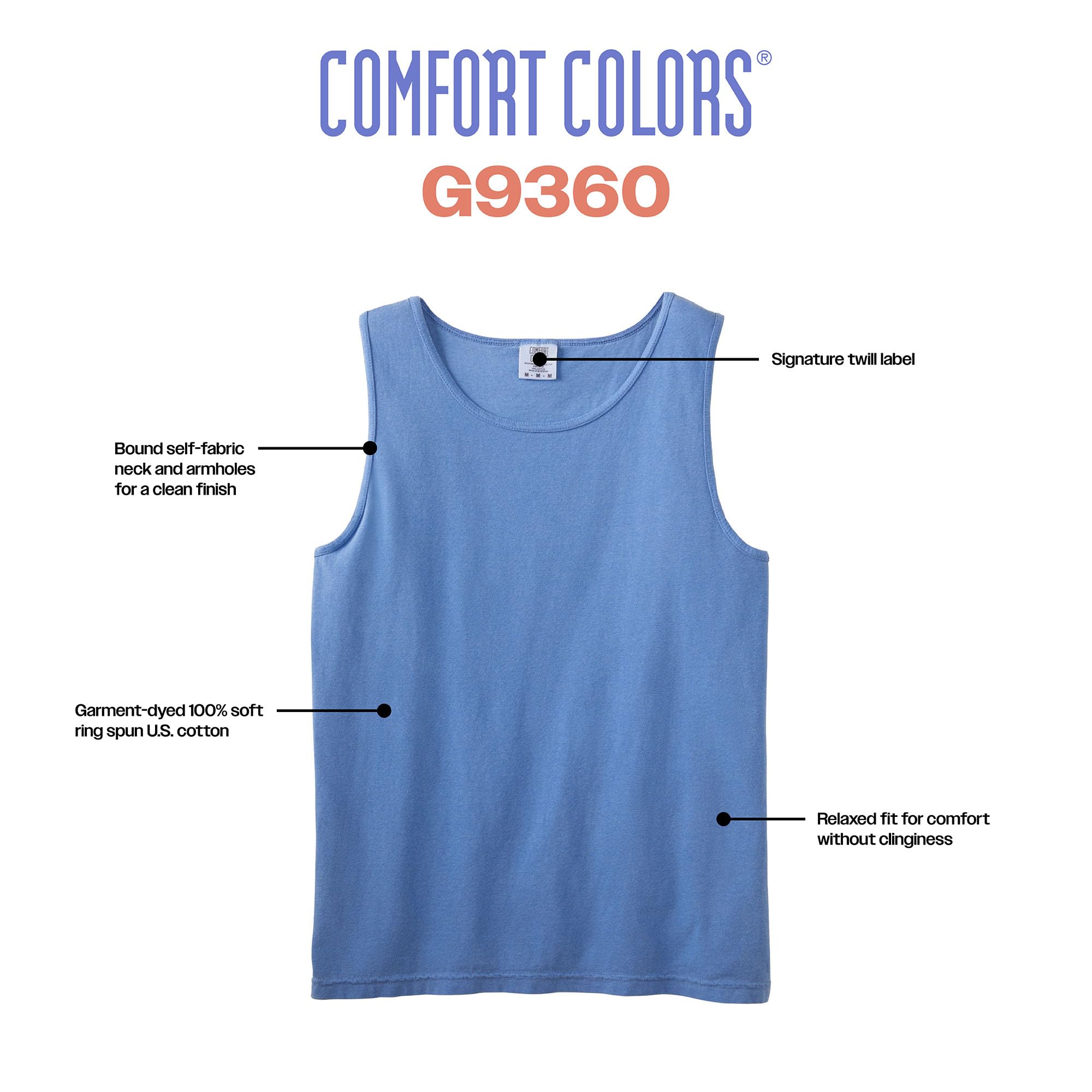 Comfort Colors Adult Tank Top, Style G9360, Black, Large