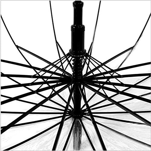 ThreeH Clear Large Umbrella Windproof Auto Open 16 Steel Ribs Classic Transparent Umbrella Unisex adult,KS10 Black