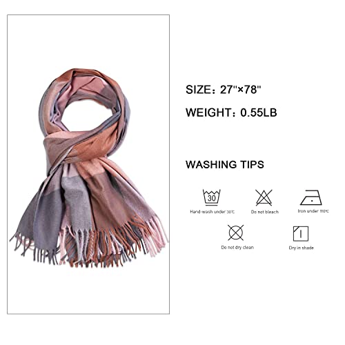 SOJOS Classic Plaid Tartan Cashmere Scarf for Women Men Soft Scarves SC316 with Pink and Blue Plaid