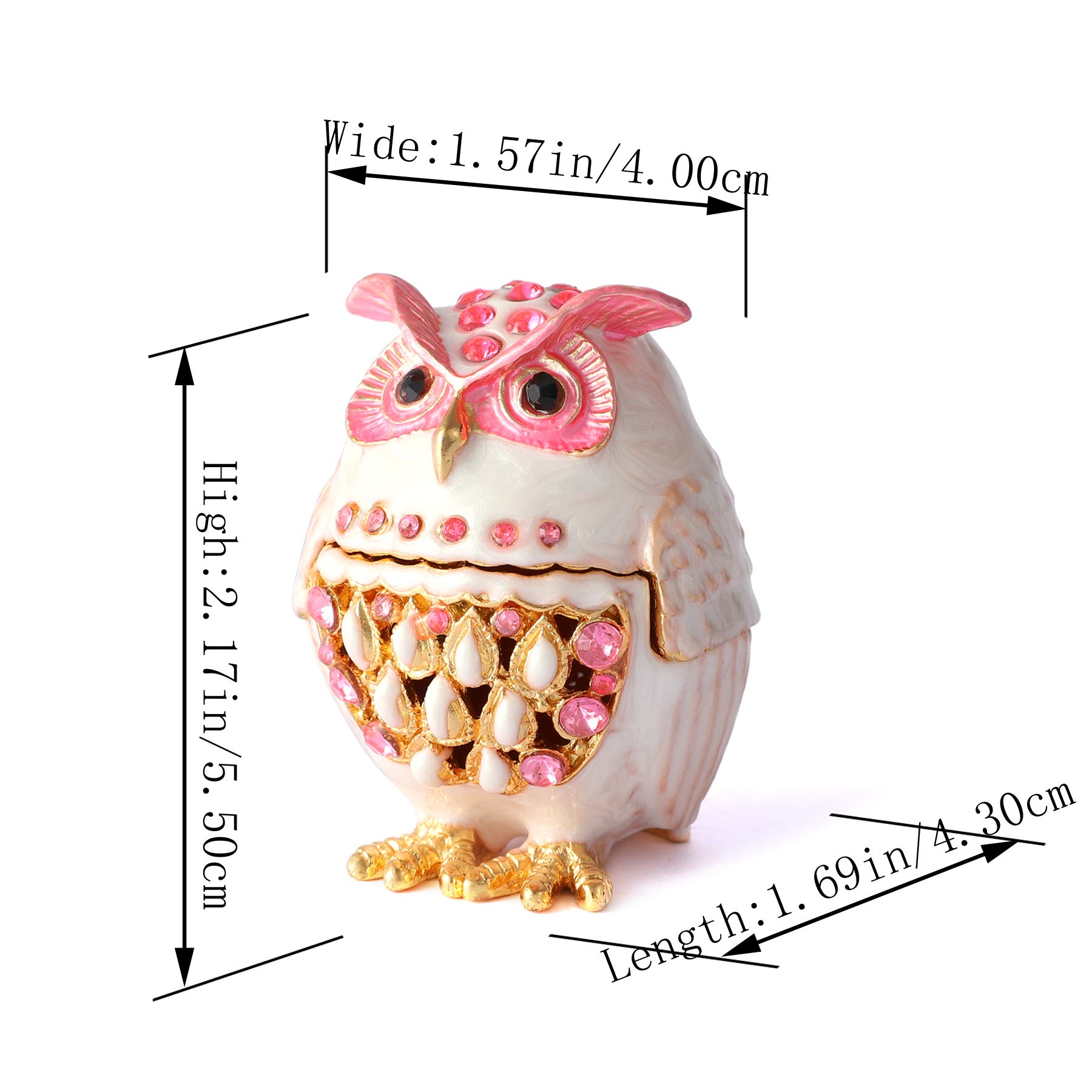 QIFU Owl Series Hand Painted Trinket Box with Rich Enamel and Sparkling Rhinestones Unique Birthday Gift