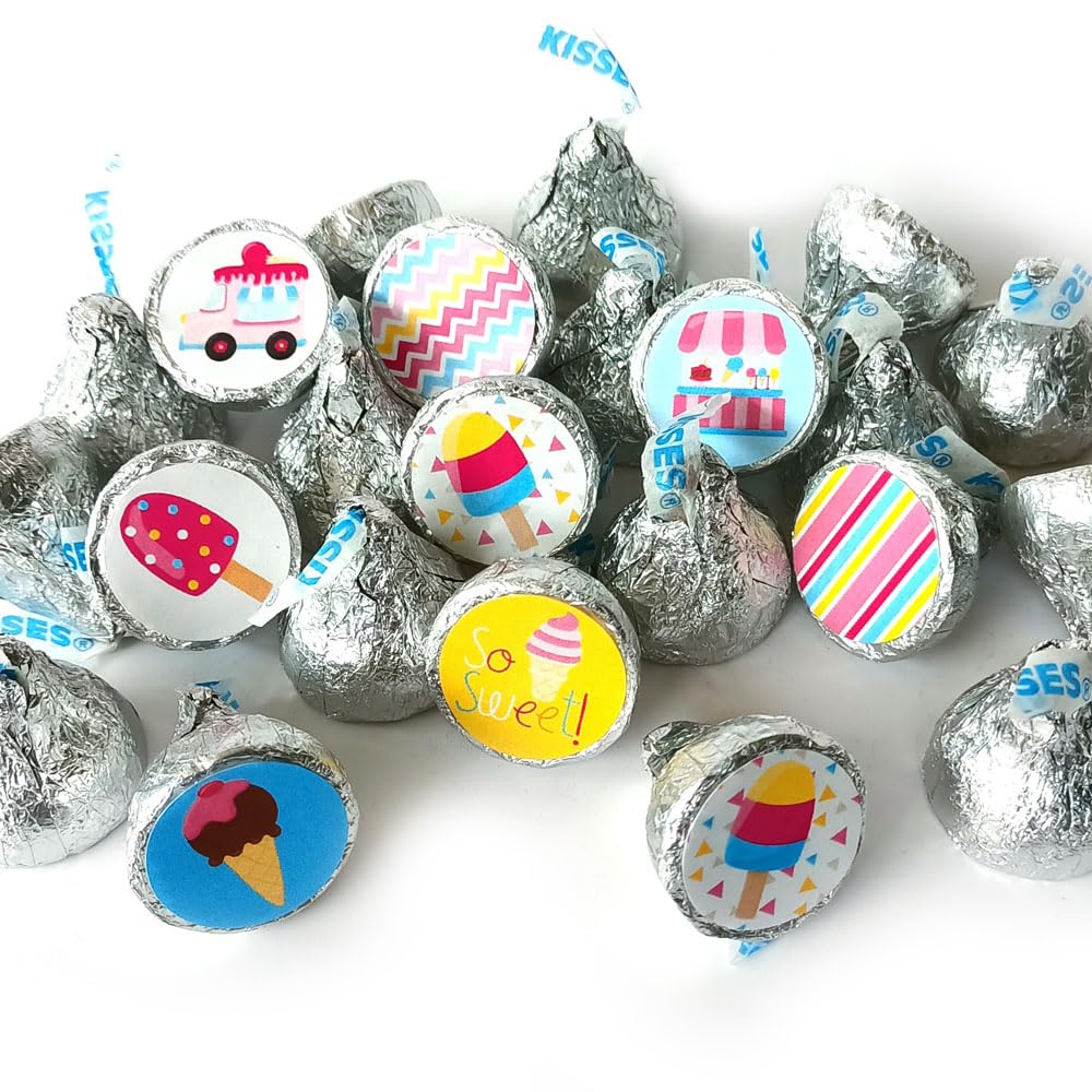 Ice Cream Labels for HERSHEY’S KISSES chocolates by Adore By Nat - Sweet Shop Candy Sticker Party Favor - Set of 240