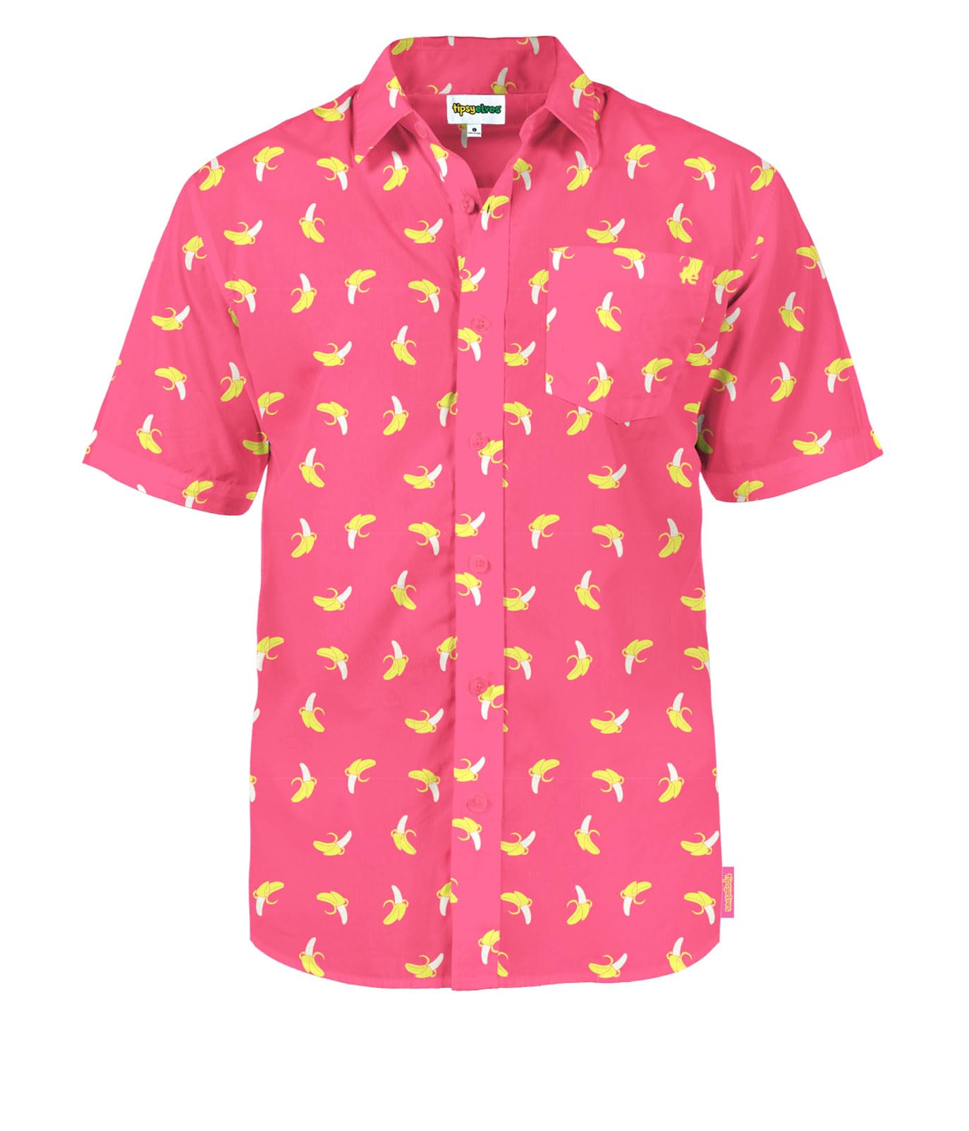 Tipsy Elves Men's Vacation Pink Banana Hawaiian Shirt Size XX-Large