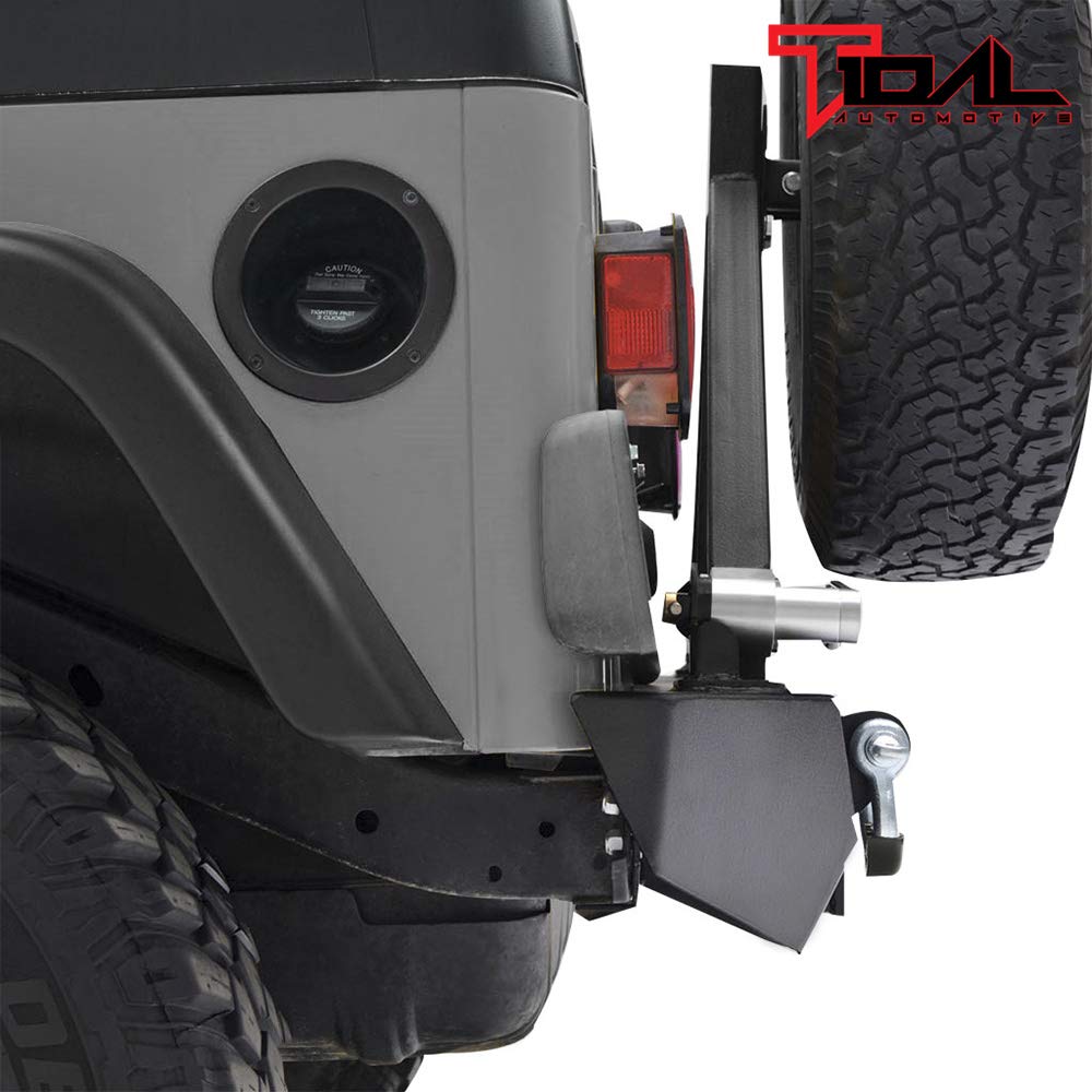 Tidal Heavy Duty Rear Bumper with Tire Carrier and Hitch Receiver Fit for 87-06 Wrangler TJ YJ