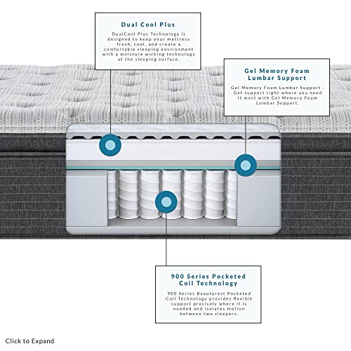 Beautyrest Silver BRS900 15 inch Medium Pillow Top Mattress, Cal King, Mattress Only