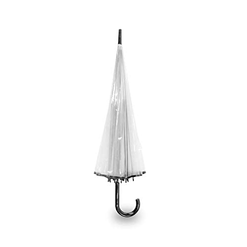 ThreeH Clear Large Umbrella Windproof Auto Open 16 Steel Ribs Classic Transparent Umbrella Unisex adult,KS10 Black