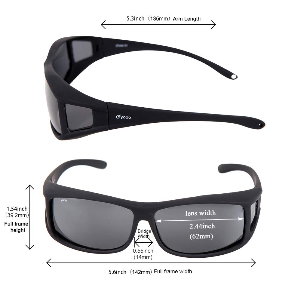 yodo Fit Over Glasses Sunglasses with Polarized Lenses for Men and Women,Smoke